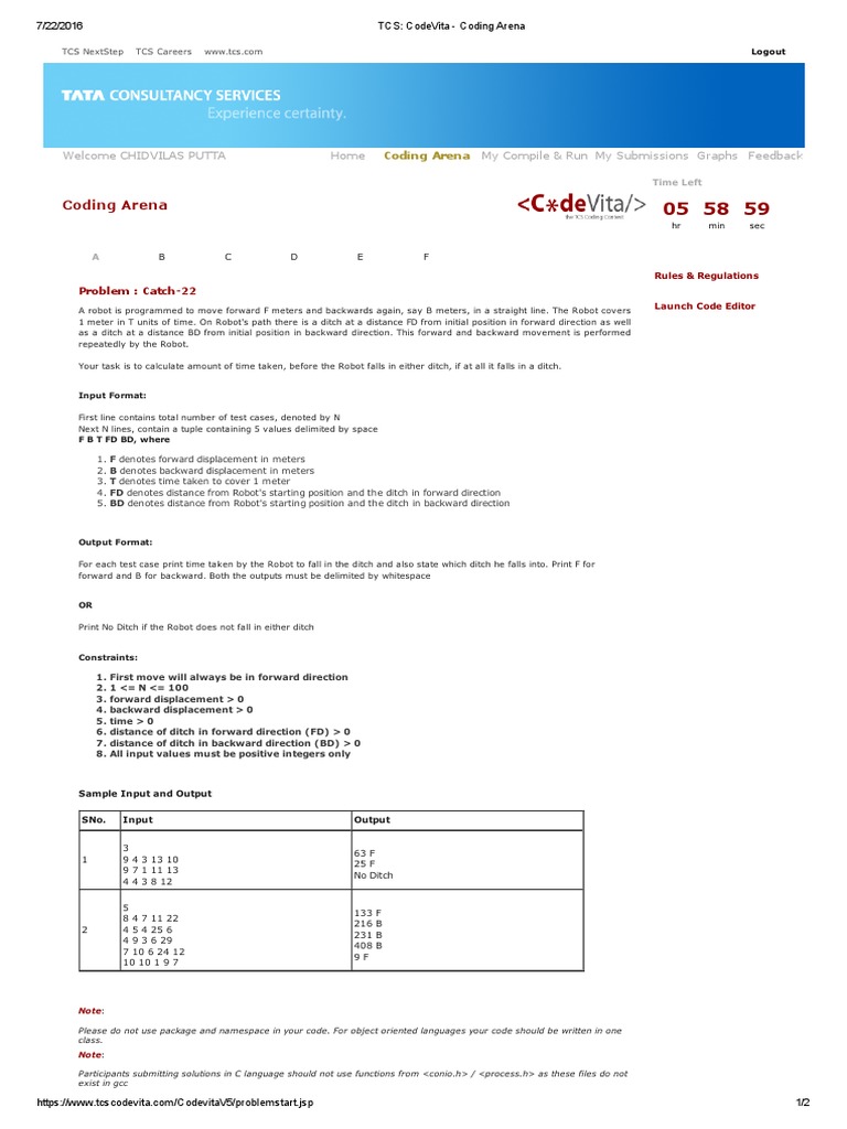 TCS - CodeVita - Coding Arena | PDF | C (Programming Language) | Software
