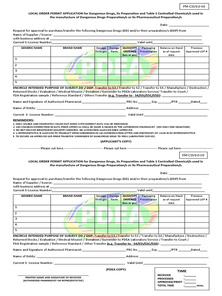 Application For Local Transaction of Dangerous Drugs New 23aug2016 ...