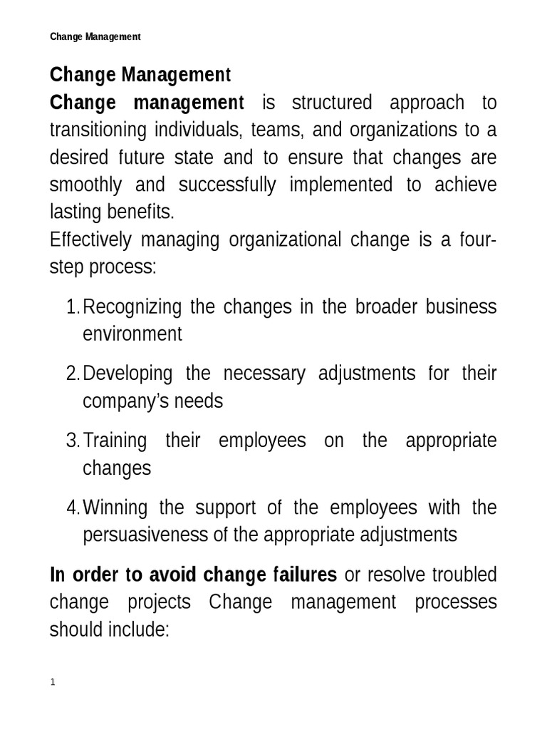 Change Management Edited | PDF | Change Management | Reinforcement