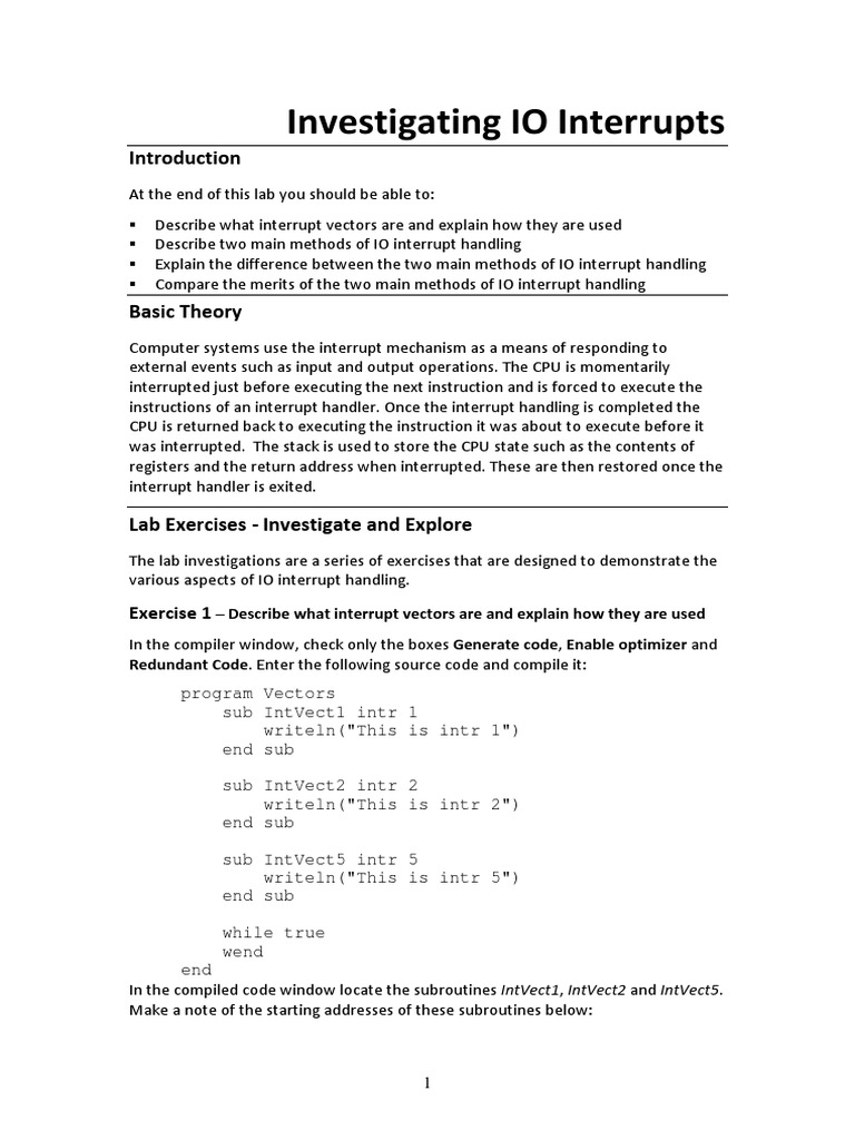 Investigating IO Interrupts | PDF | Control Flow | Subroutine