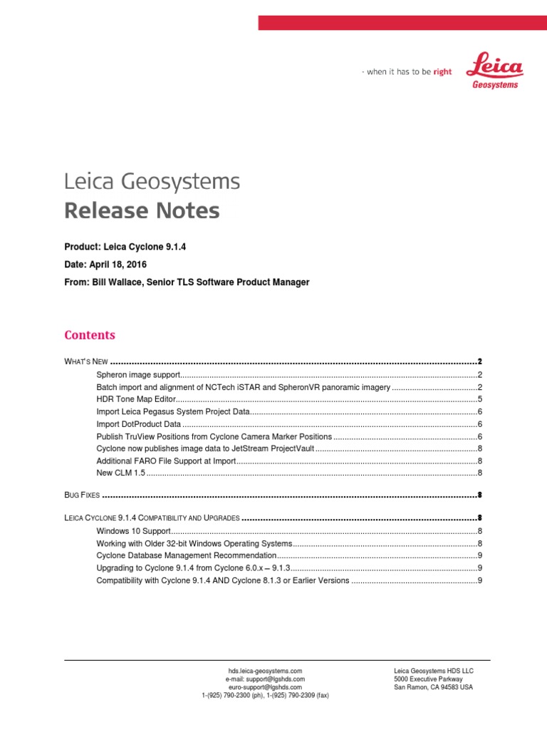 Leica Cyclone 9.1 Release Notes For All | PDF | Microsoft Windows ...