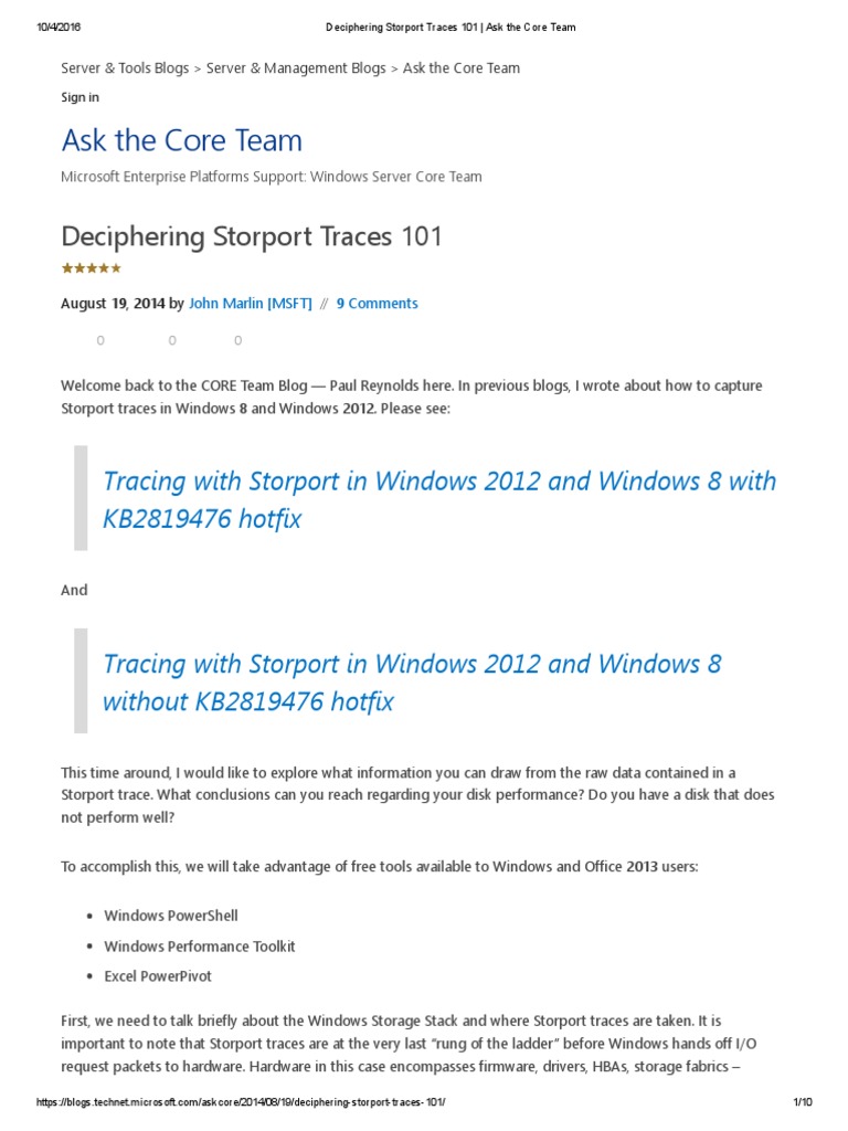 Deciphering Disk Performance Issues Using Storport Traces and Excel ...