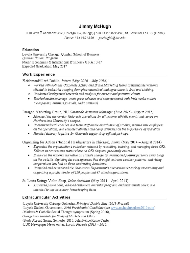 2016 Jim McHugh Resume | PDF