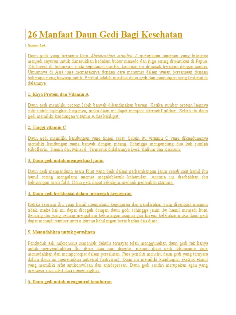 26 Manfaat Daun Gedi Bagi Kesehatan | PDF