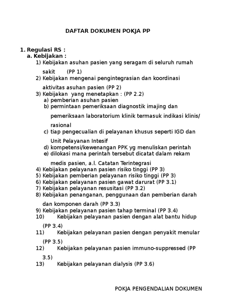 Daftar Dokumen Pokja PP | PDF
