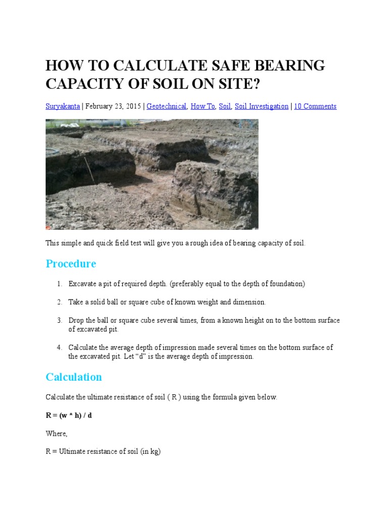 Calculating Safe Bearing Capacity of Soil | PDF | Geotechnical ...