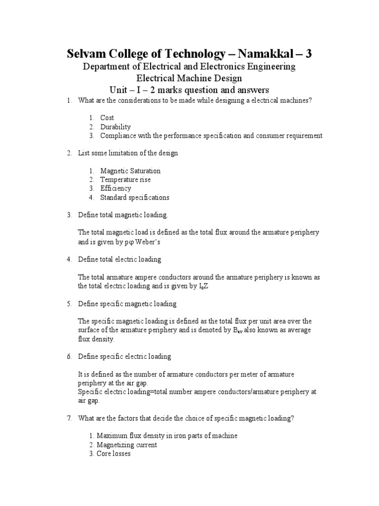 Electrical Machine Design PDF | PDF | Transformer | Inductor