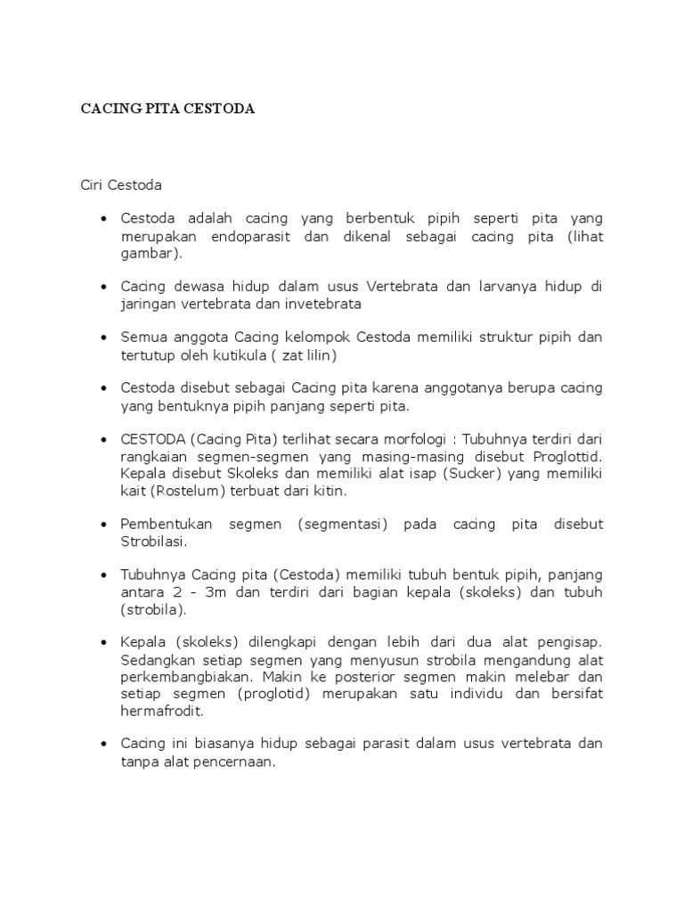 Cacing Pita Cestoda | PDF