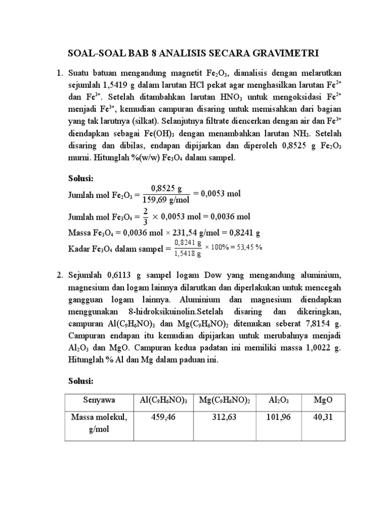 Soal BAB 8 Gravimetri | PDF