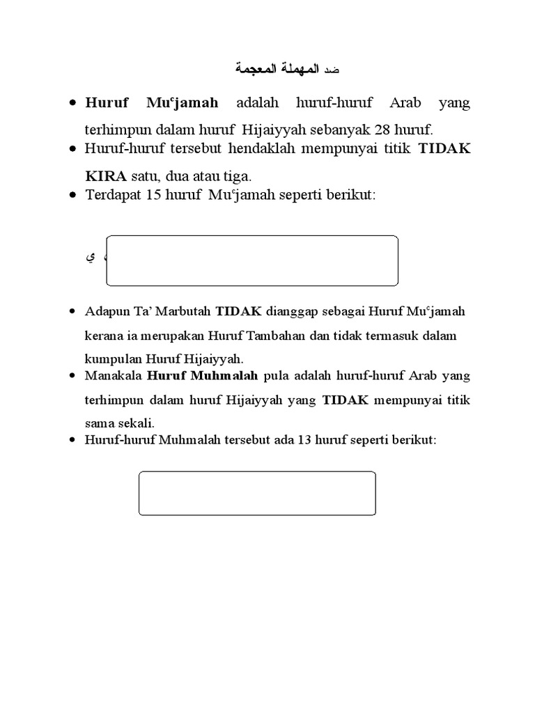 Huruf Bertitik Dan Huruf Tidak Bertitik | PDF