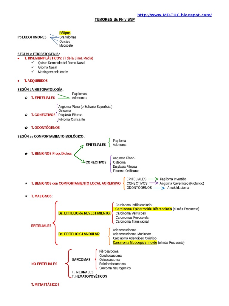 Tumores de Las Fosas Nasales, Senos Paranasales y de La Rinofaringe | PDF | Cáncer | Metástasis