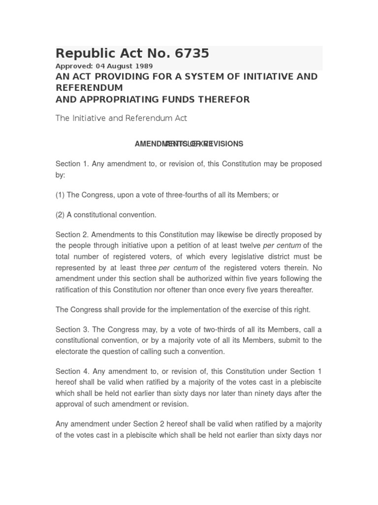 Republic Act No. 6735: An Act Providing For A System of Initiative and ...