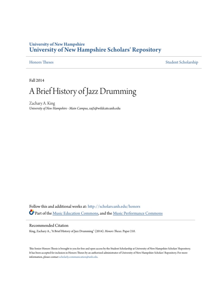 Evolution of Jazz Drumming Styles | PDF