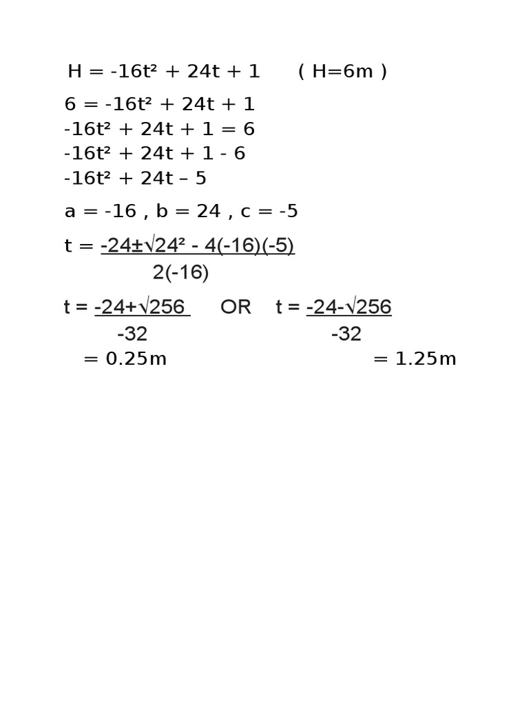 Solving a Quadratic Equation to Determine the Time it Takes an Object ...