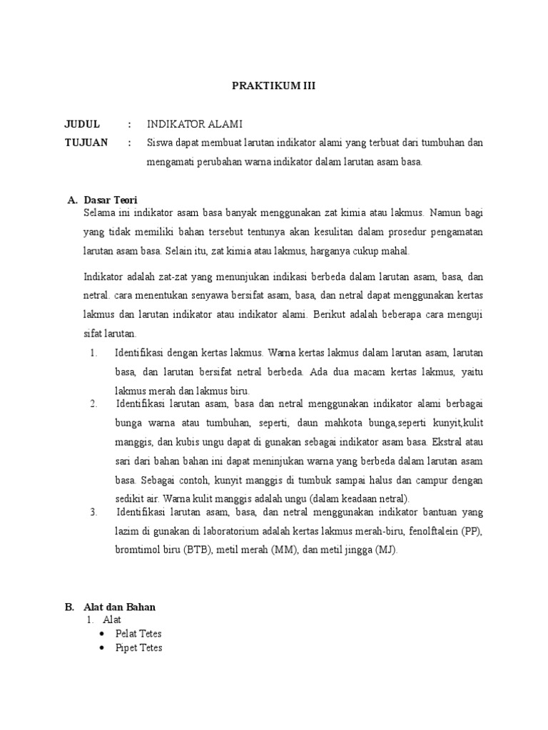 Pembuatan Indikator Alami dari Tumbuhan | PDF