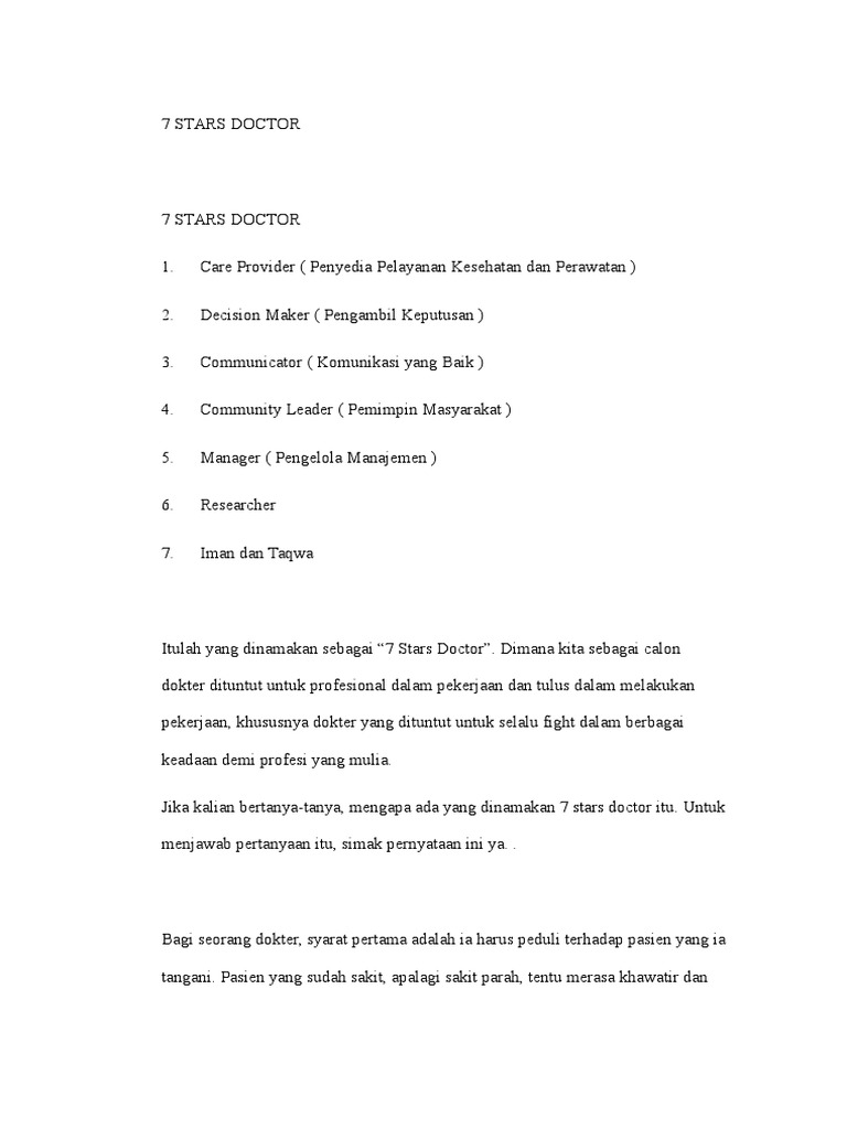 Seven Stars Doctor | PDF | Organisasi Kesehatan Dunia (WHO ...