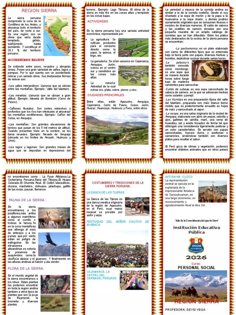 Triptico Region Sierra - 2026 | PDF | Andes | Perú