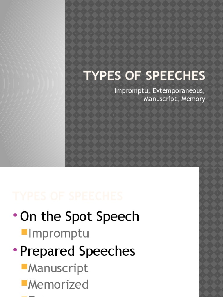 Types of Speeches | PDF | Public Speaking | Speech
