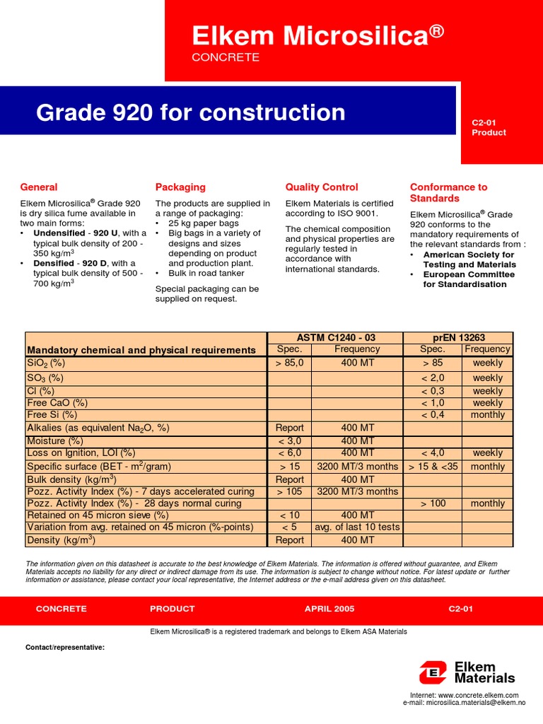 C2 01 Grade 920 Specification April 2005 | PDF