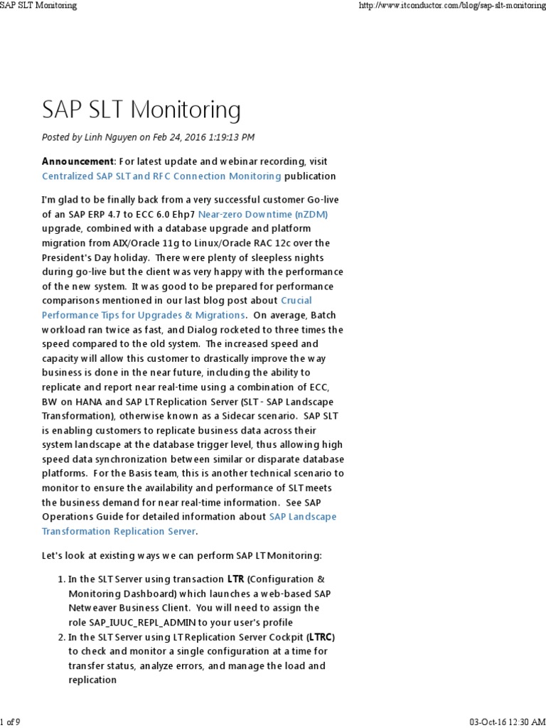SAP SLT Monitoring & Replicatoin | PDF | Replication (Computing) | Computer Data