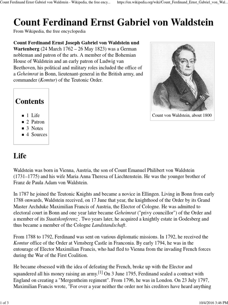Count Ferdinand Ernst Gabriel Von Waldstein | PDF | Unrest