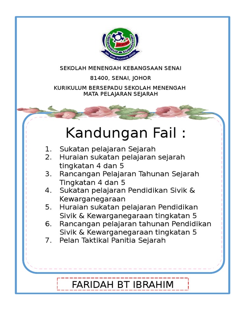 Muka Depan Fail HSP Sejarah | PDF