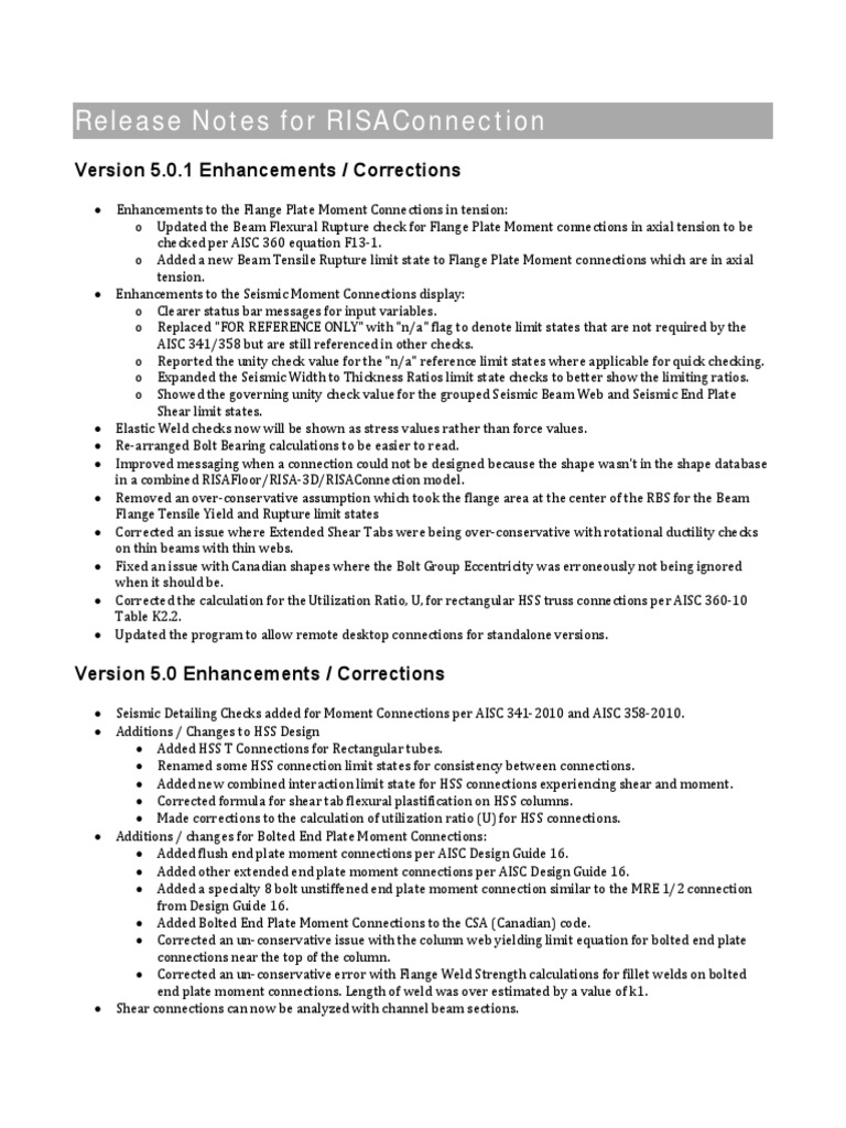 RISA Connection Notes | PDF | Beam (Structure) | Column