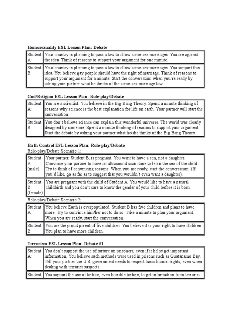 ESL Lesson Plan Role Plays | PDF | Marriage | Corporate Social ...