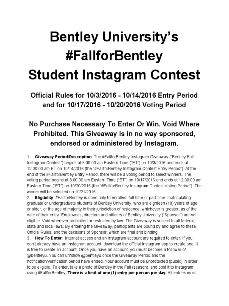 #FallforBentley Official Rules | PDF | Damages | Defamation