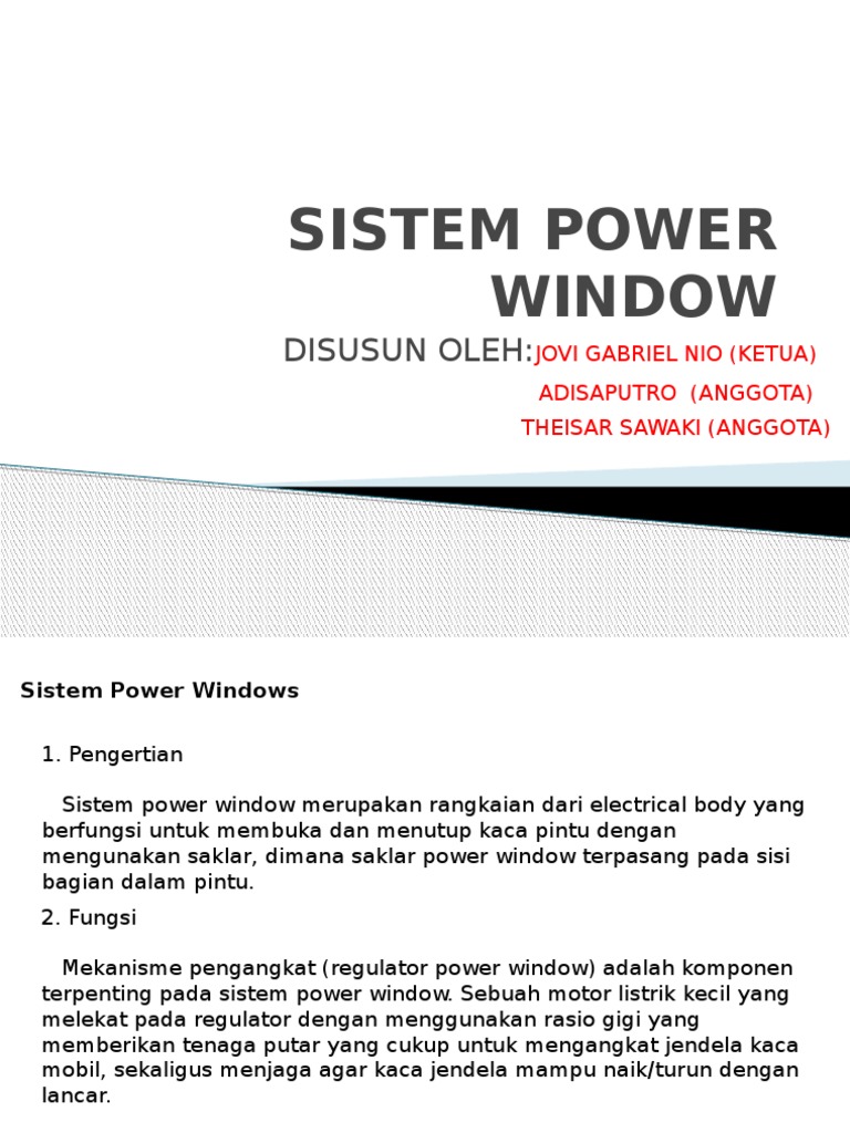 Sistem Power Window 2 | PDF | Teknologi & Rekayasa