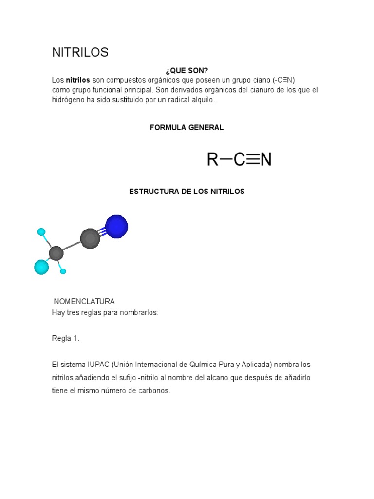NITRILOS | PDF | Hidrólisis | Ácido carboxílico