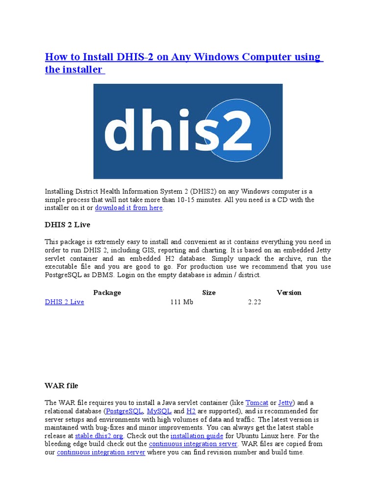 How To Install DHIS | PDF | Postgre Sql | Databases