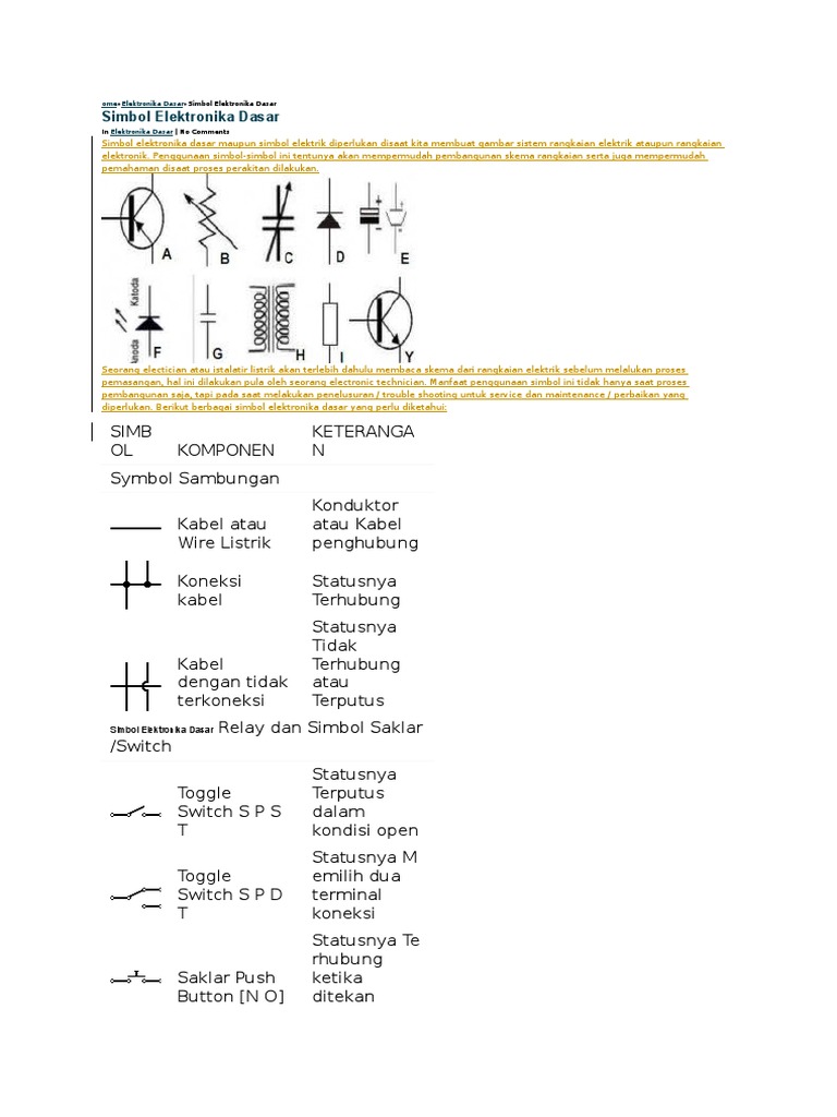 Simbol Dasar Komponen Elektronik | PDF