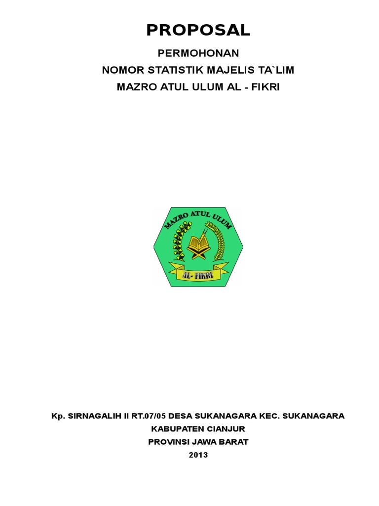 Contoh Proposal Perizinan Majelis Taklim | PDF