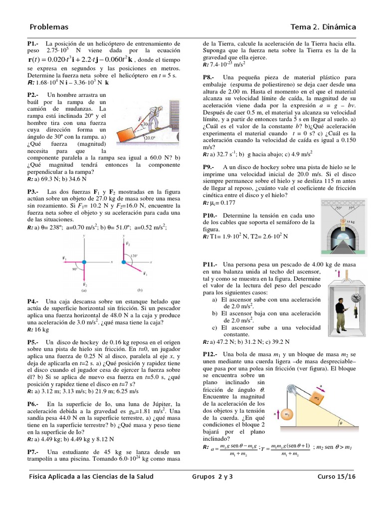 Problemas Tema 2b Física | PDF | Fricción | Masa