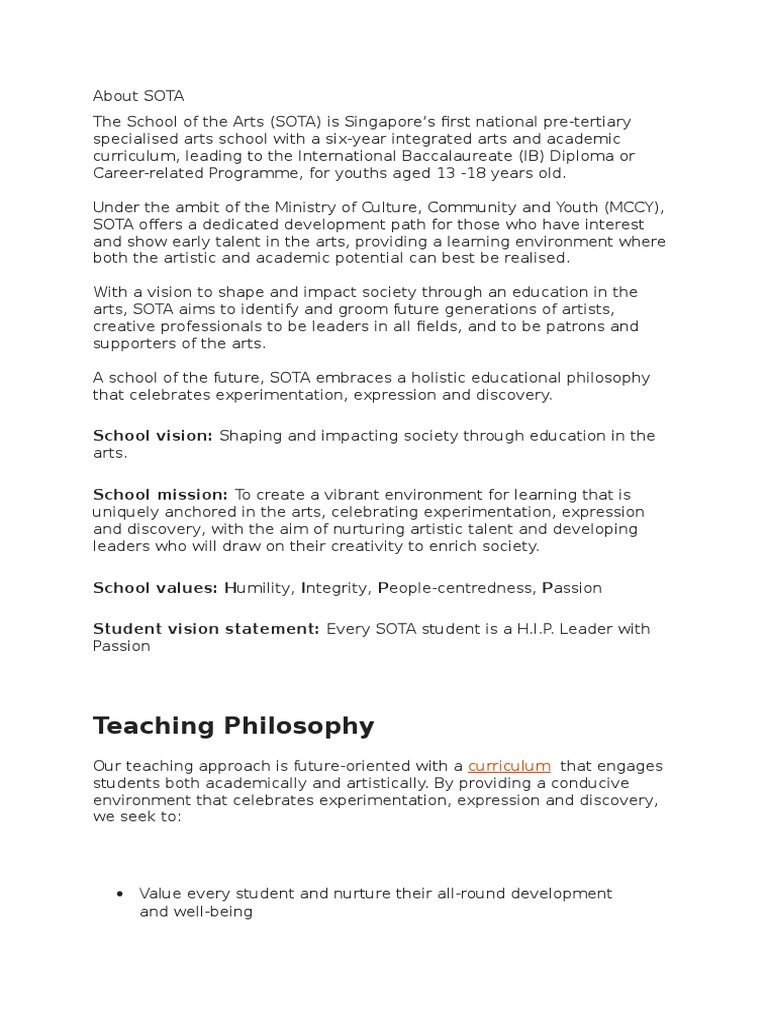 Overview of SOTA Curriculum and Vision | PDF | Humanities | Curriculum