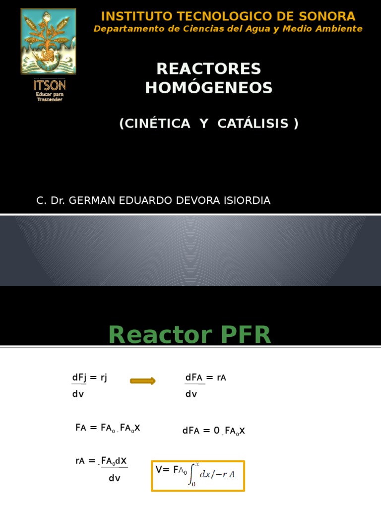 Presentacion Reactores Homogeneos | PDF | Reactor Quimico | Cinética ...