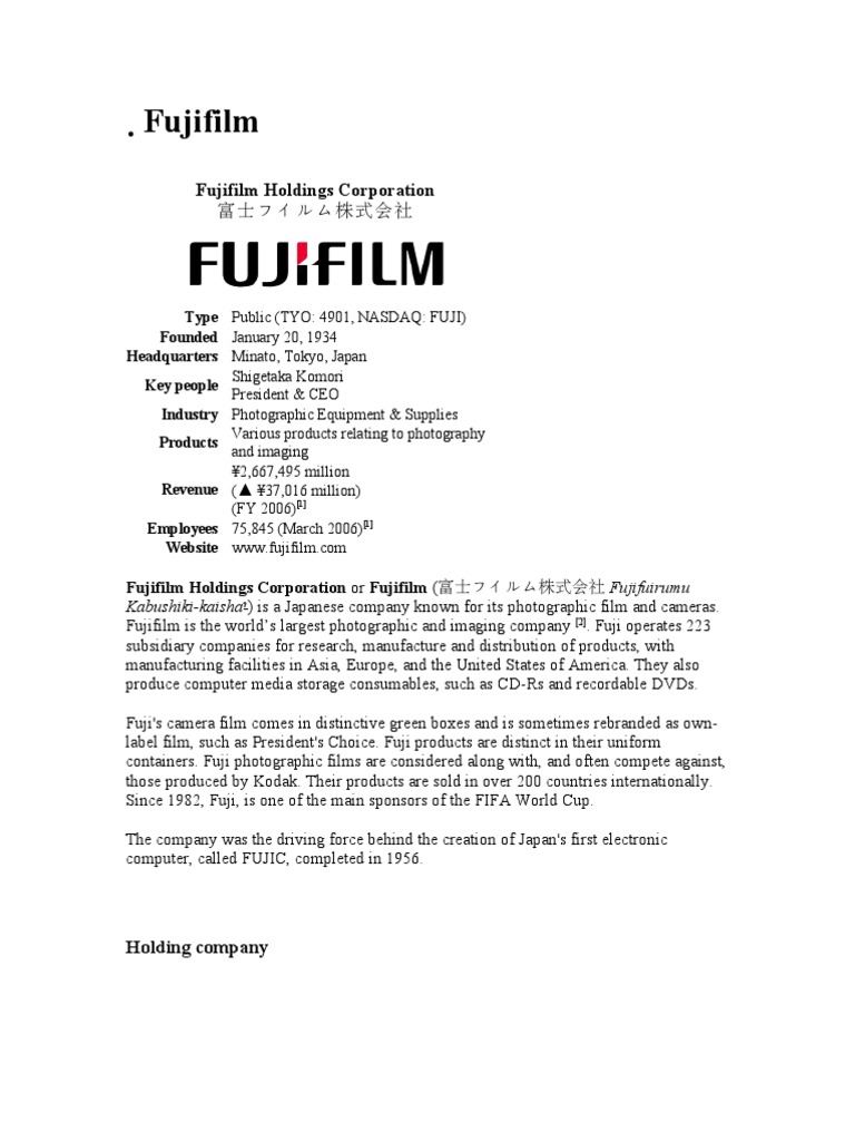Fujifilm | PDF | Fujifilm | Imaging