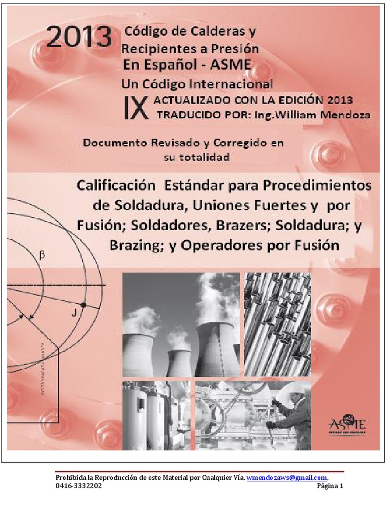 Código Asme, Sección Ix, Parte Qw en Español.2013 | Soldadura | Rieles