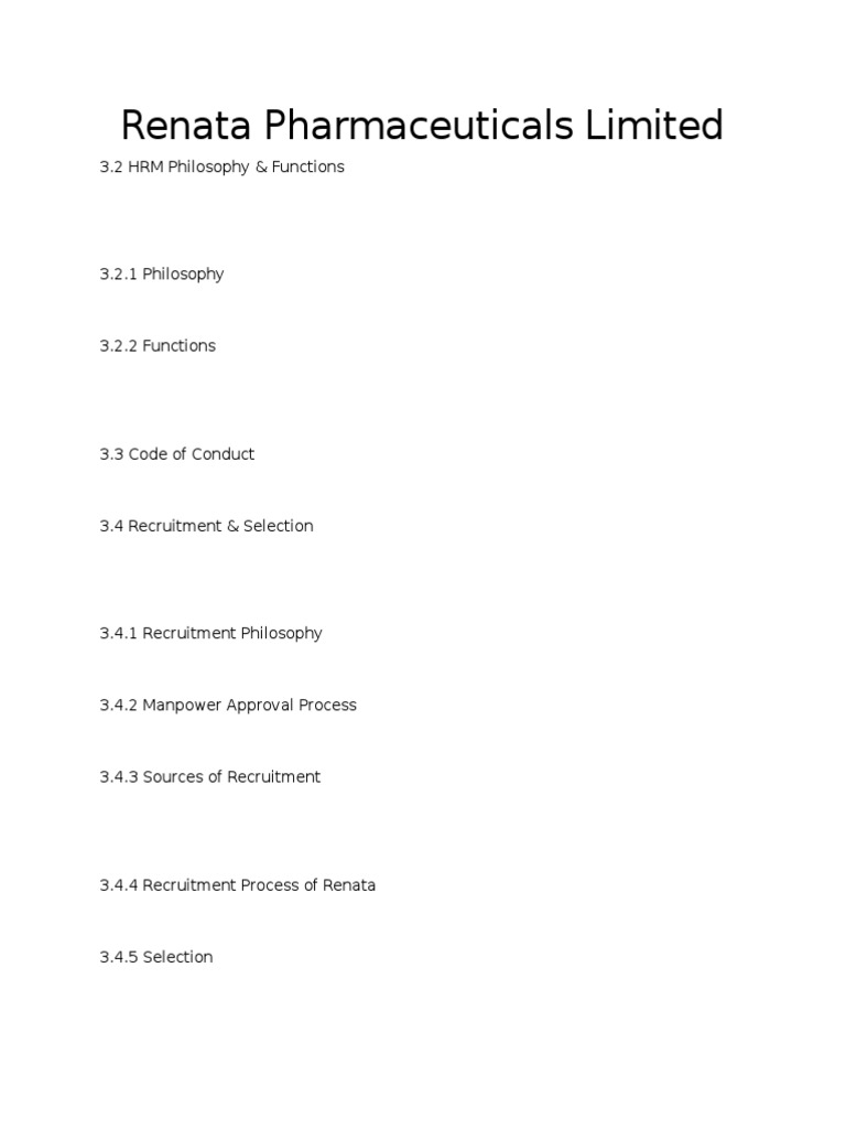 Renata Pharmaceuticals Limited | PDF | Career & Growth | Business