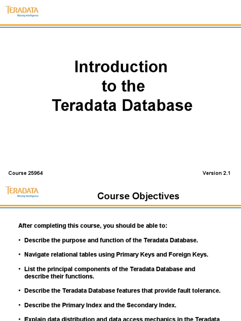 Introduccion A Teradata | PDF | Database Index | Relational Database