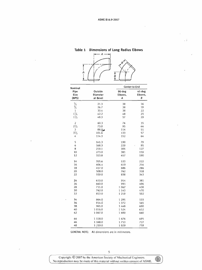 ASME B16.9 2007 (Metric Dimensions) | PDF | Pipe (Fluid Conveyance ...