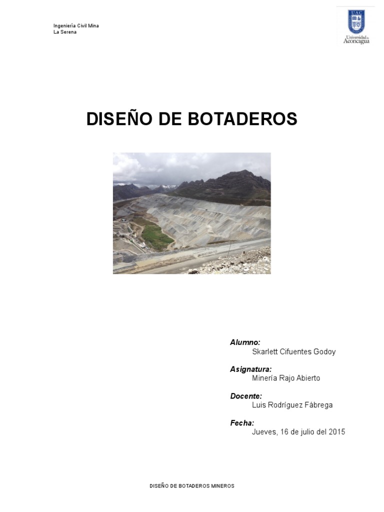 Diseño de Botaderos Mineros | PDF | Minería | Diseño