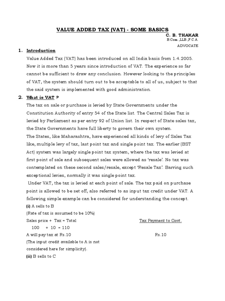 Understanding VAT in India: Basics and Impacts | PDF | Value Added Tax ...