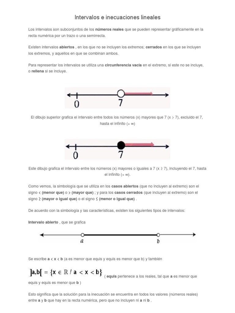 Representación de Intervalos e Inecuaciones | PDF | Intervalo ...