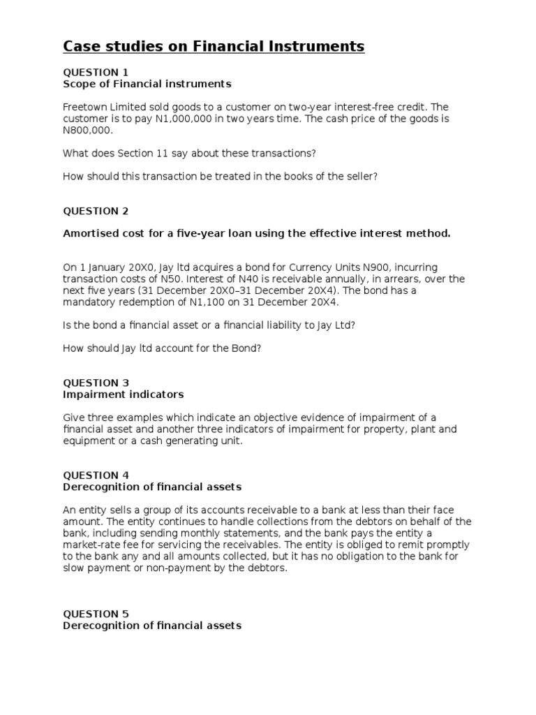 Financial Instruments Case Studies Analysis | PDF | Bonds (Finance ...