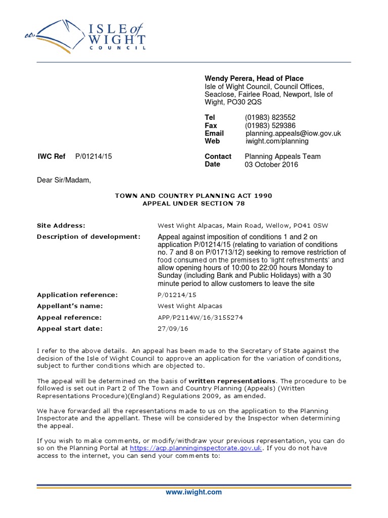 West Wight Alpacas Appeal Letter From Isle of Wight Council | Download ...
