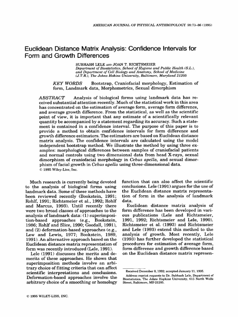 Euclidean Distance Matrix Analysis | PDF | Bootstrapping (Statistics ...
