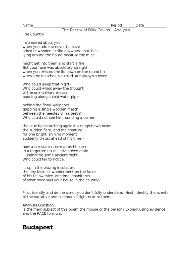 Billy Collins Analysis | PDF