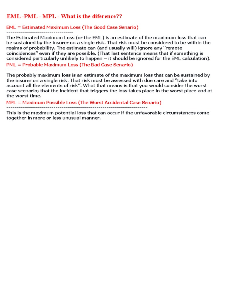 EML, PML, MPL: Key Insurance Definitions | PDF | History